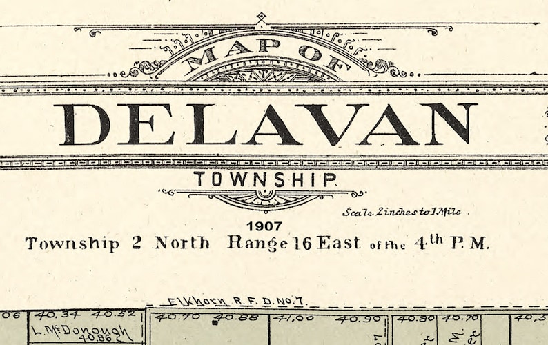1907 Map of Delavan Township Walworth County Wisconsin - Etsy