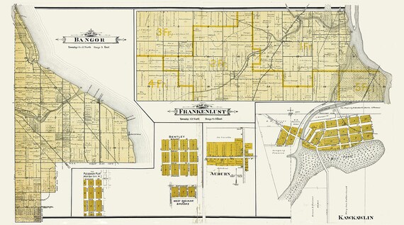 1896 Map of Bangor Township Bay County Michigan Frankenlust - Etsy