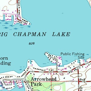 1992 Map of Big Chapman Lake Indiana - Etsy