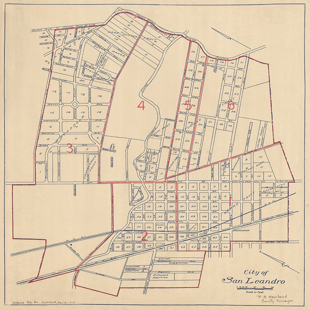 1915 Map of San Leandra California - Etsy