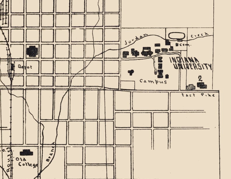 1907 Town Map of Bloomington Monroe County Indiana - Etsy