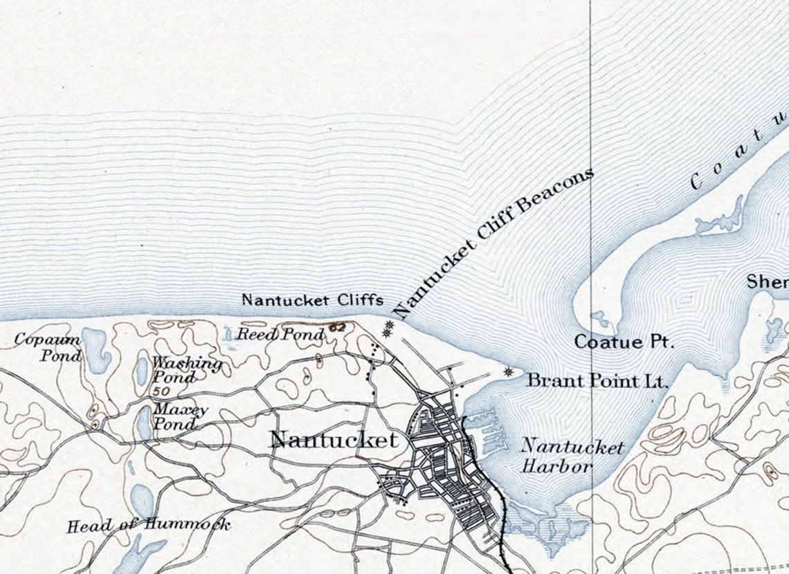 1890 Map of Nantucket Island Massachusetts - Etsy