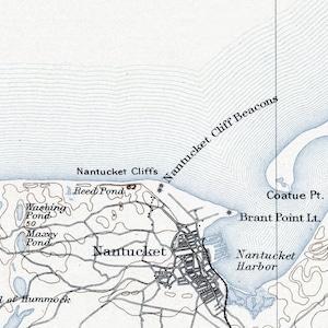 1890 Map of Nantucket Island Massachusetts - Etsy