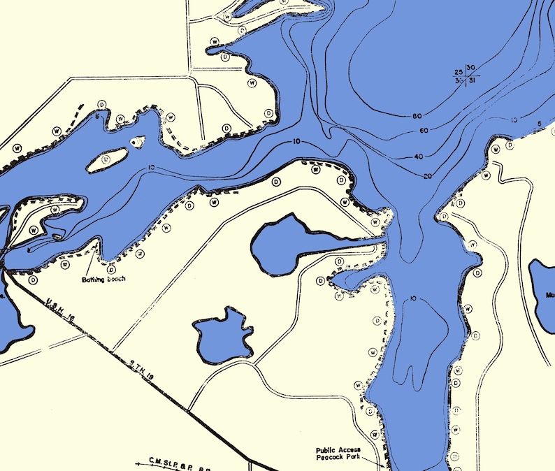 1970 Map of Okauchee Lake Waukesha County Wisconsin - Etsy