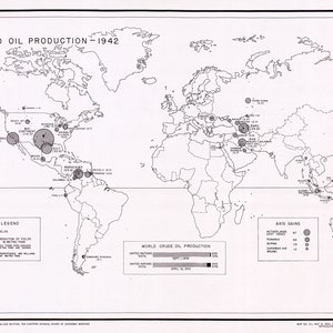 1942 Map of World Oil Production - Etsy