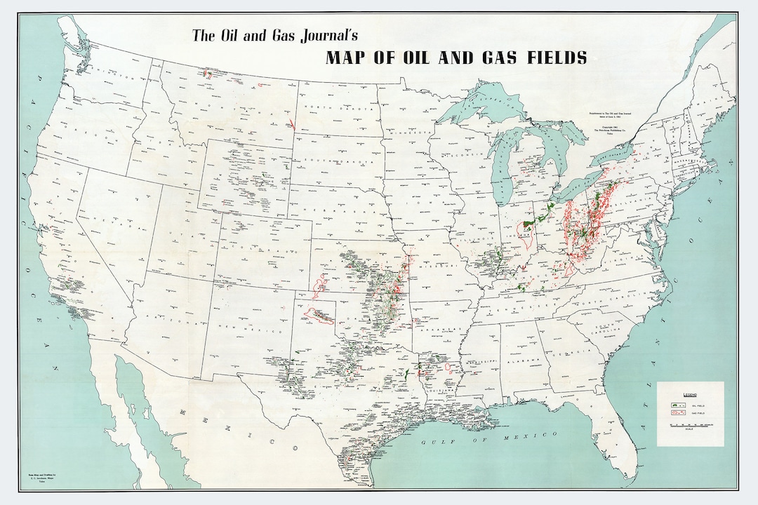 1941 Map of Oil and Gas Fields of the United States - Etsy