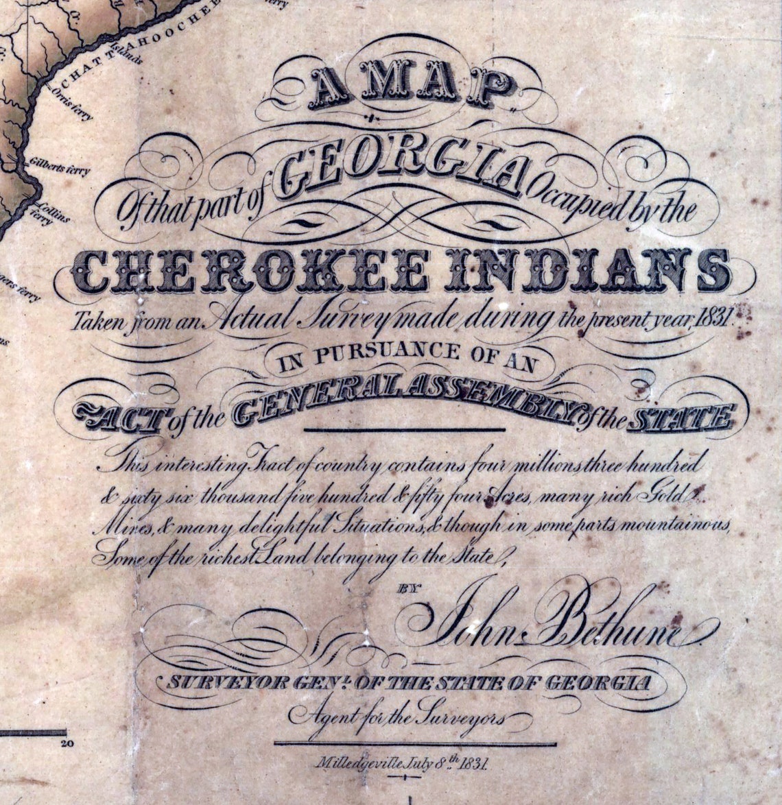 1831 Map of Cherokee Indian Lands in Georgia - Etsy