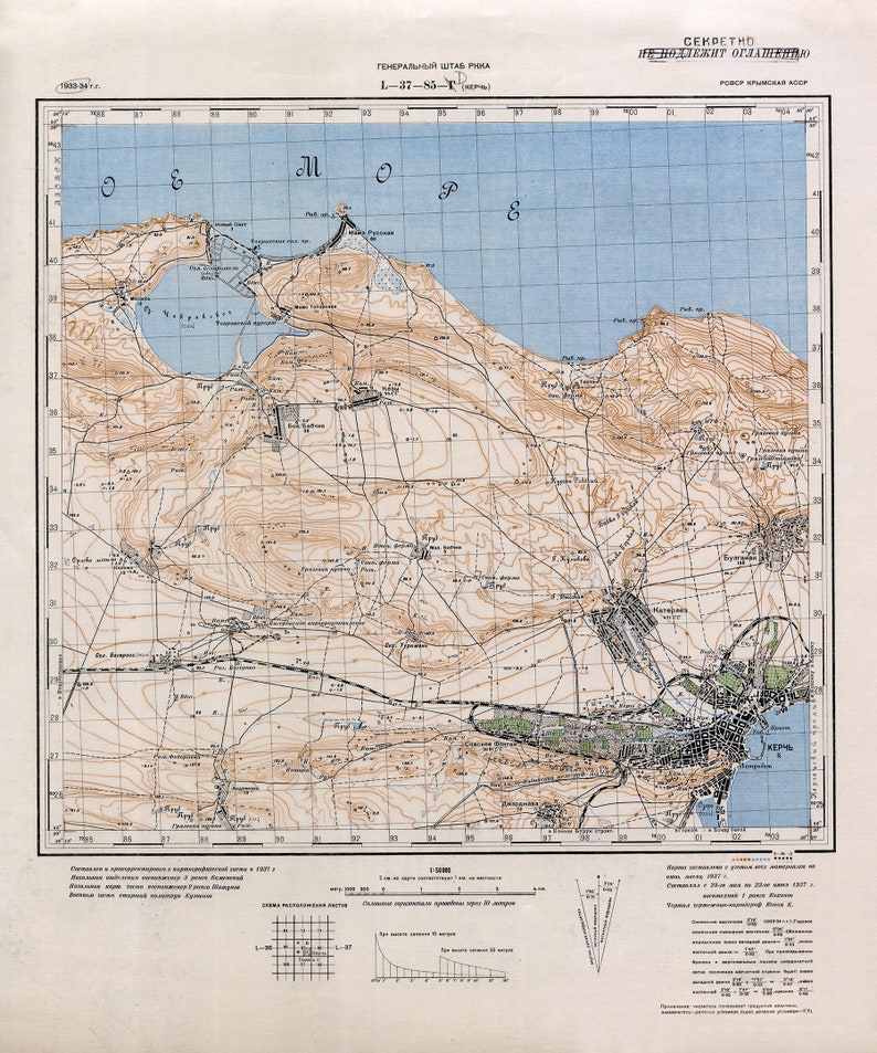 1933 Map of Kerch Crimea Ukraine - Etsy