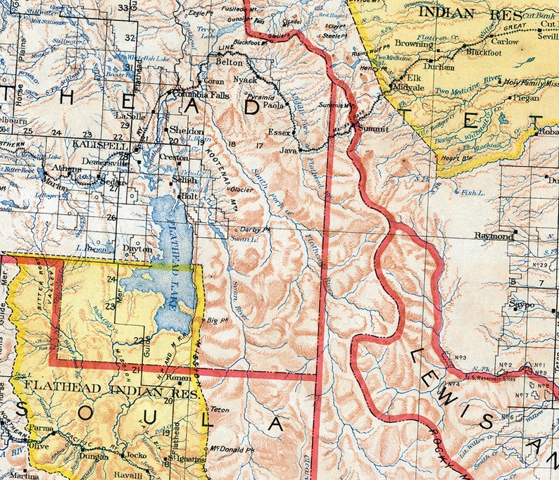 1897 Map of the State of Montana - Etsy
