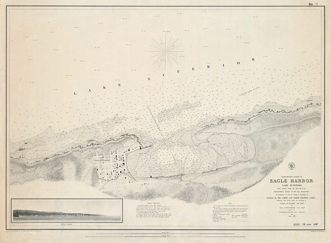1855 Nautical Map of Eagle Harbor Michigan Lake Superior - Etsy
