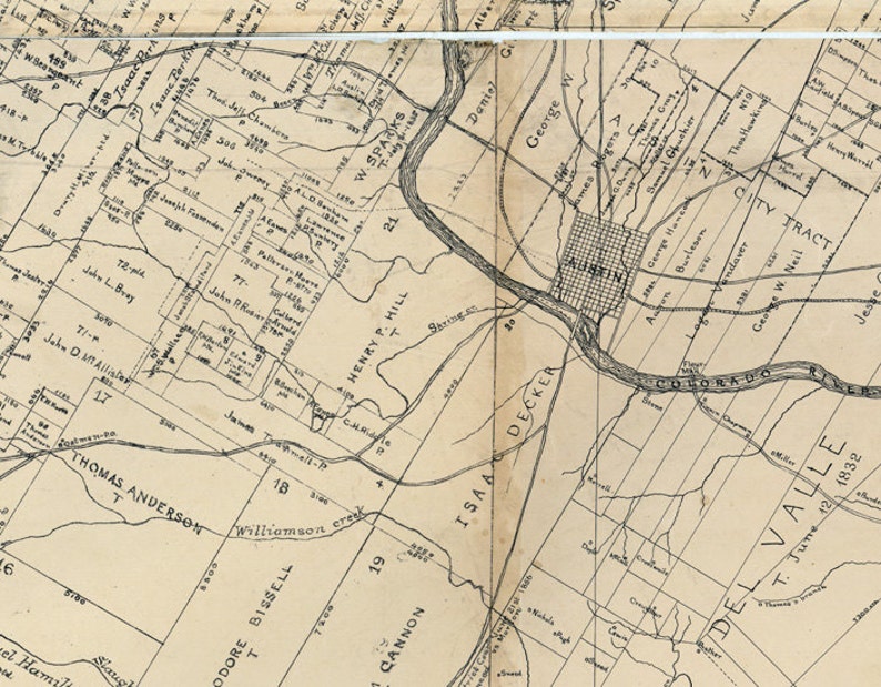 1880 Farm Line Map of Travis County Texas Austin - Etsy