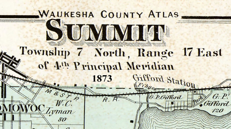 1873 Map of Summit Township Waukesha County Wisconsin - Etsy