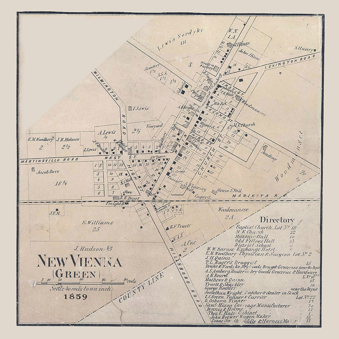 1859 Map of New Vienna Clinton County Ohio - Etsy