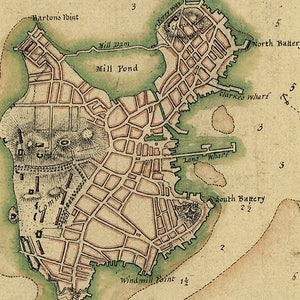 1775 Map of Boston and Its Harbour - Etsy