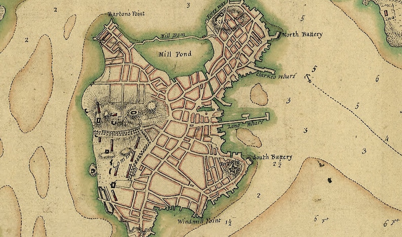 1775 Map of Boston and Its Harbour | Etsy