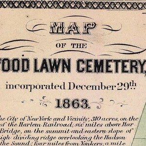 1868 Map of the Wood Lawn Cemetery New York - Etsy