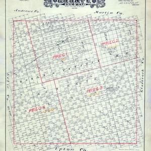 1888 Map of Midland County Texas - Etsy