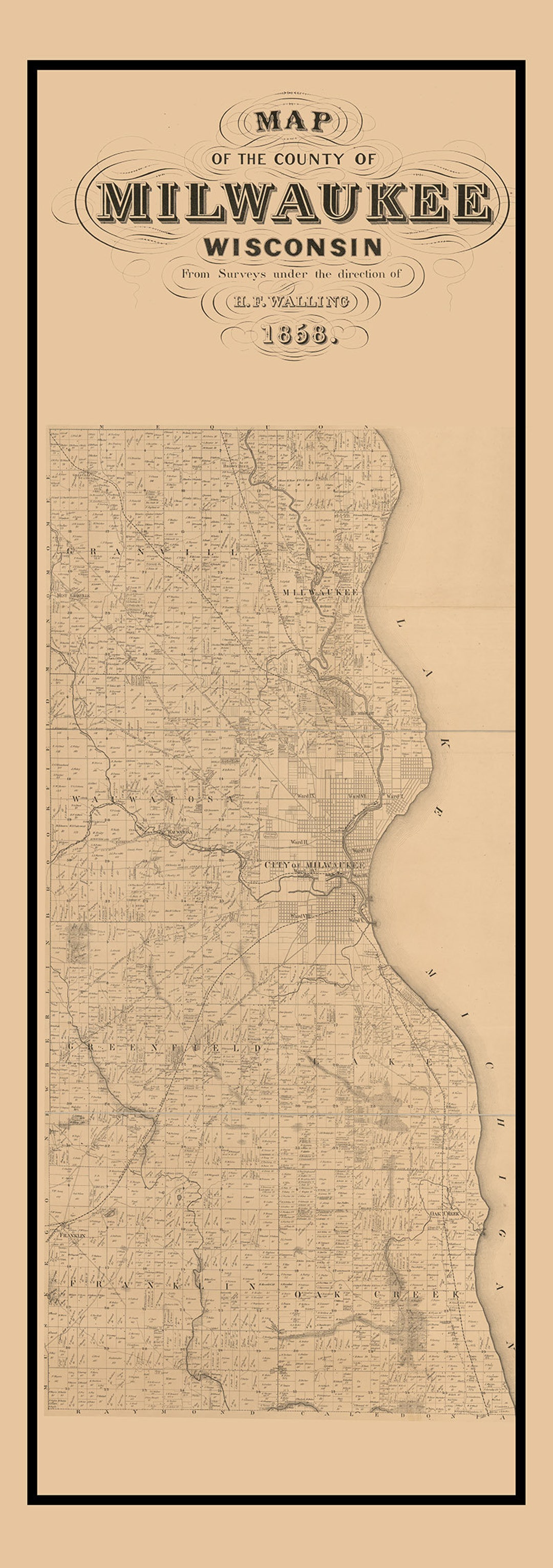 1858 Map of Milwaukee County Wisconsin - Etsy
