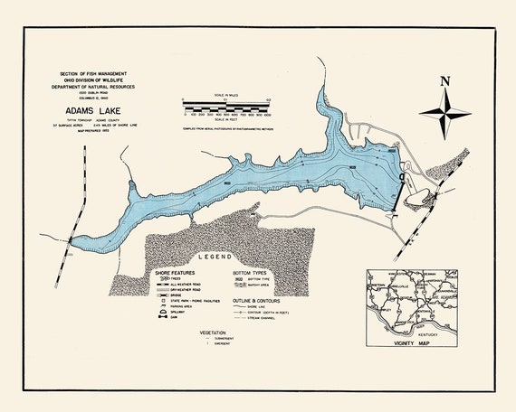1953 Map of Adams Lake Adams County Ohio | Etsy