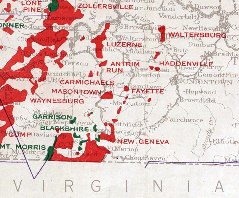 1921 Oil and Gas Fields Map of Pennsylvania - Etsy
