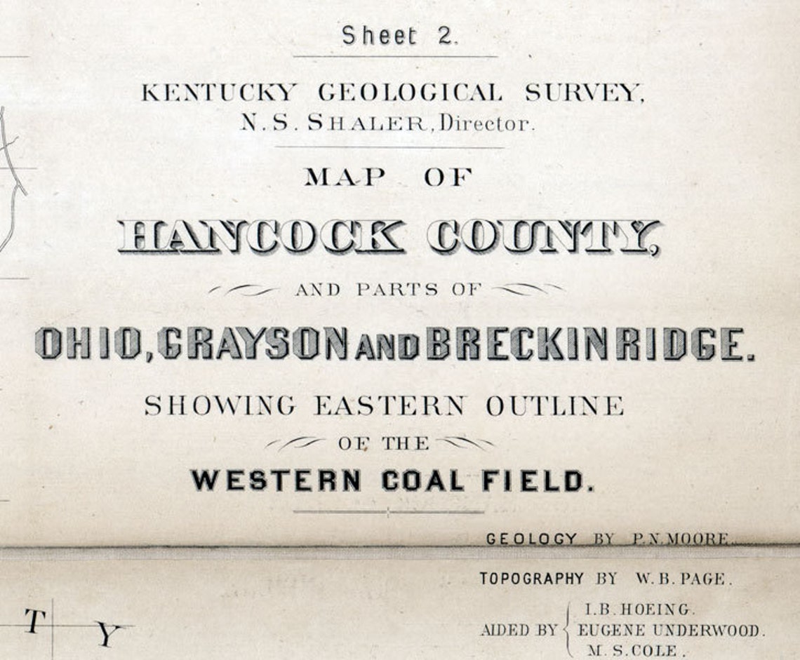 1887 Map of Hancock County Kentucky & Parts of Ohio Grayson | Etsy