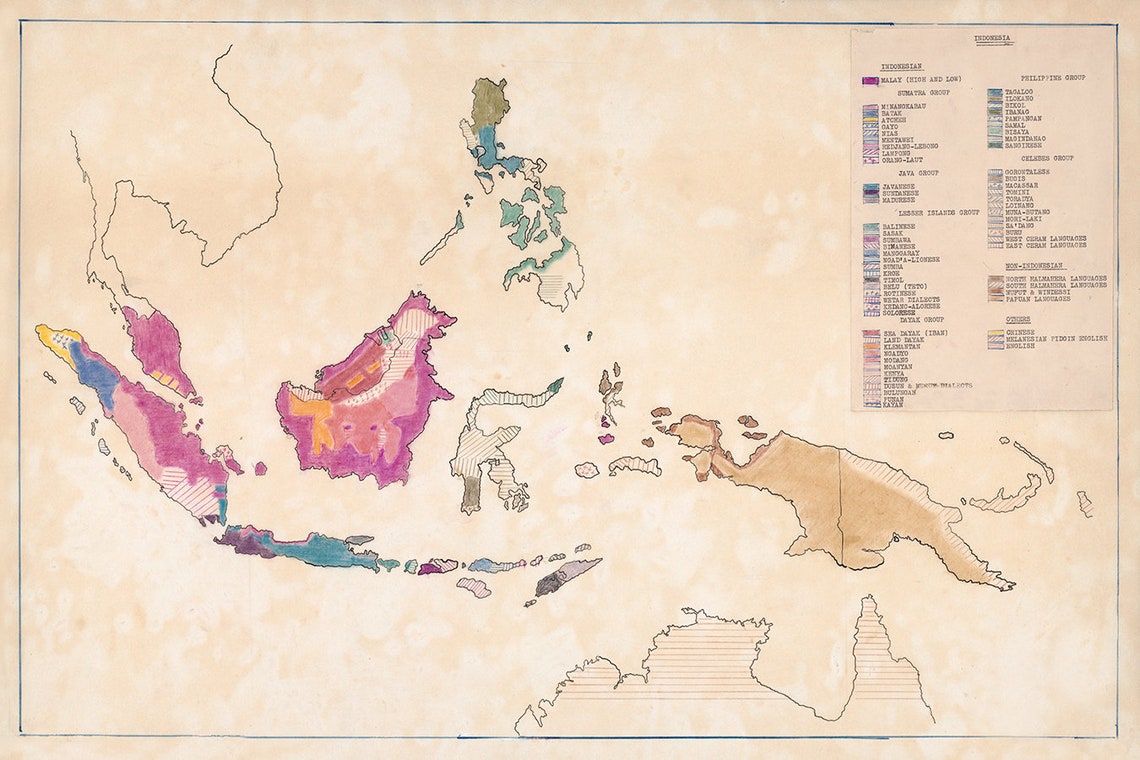 1943 Map of Indonesia | Etsy