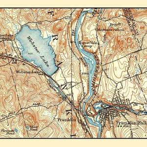 1931 Map of Webster Lake Franklin Falls New Hampshire - Etsy