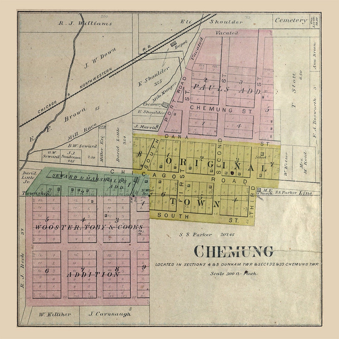 1892 Town Map of Chemung Mchenry County Illinois - Etsy