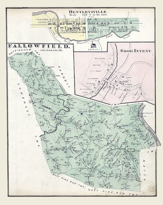 1876 Map of Fallowfield Township Washington County Pa | Etsy