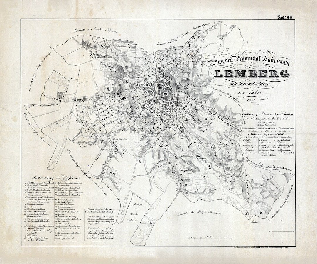 1841 Map of Lemberg Galicia Austria Hungary - Etsy