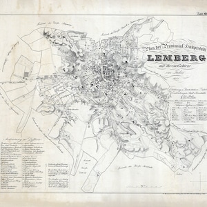 1841 Map of Lemberg Galicia Austria Hungary - Etsy