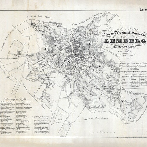 1841 Map of Lemberg Galicia Austria Hungary - Etsy