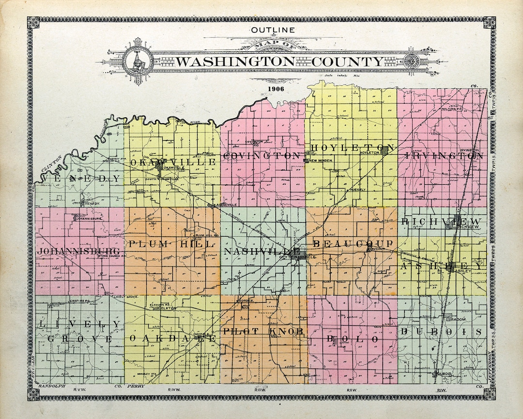 1906 Map of Washington County Illinois - Etsy