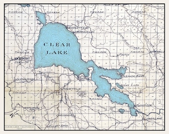 Clear Lake Ca. 1960 Old Topographic Map USGS Custom Composite Reprint ...