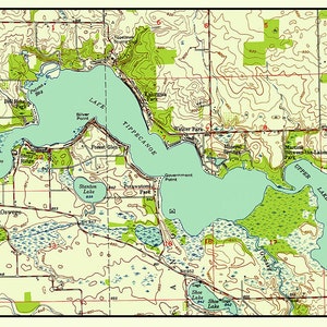 1950 Map of Tippecanoe Lake Indiana - Etsy