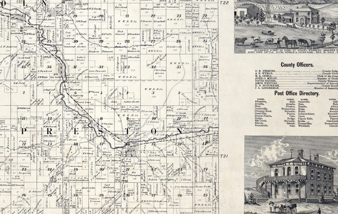 1877 Map of Trempealeau County Wisconsin | Etsy