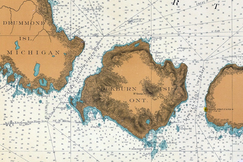1902 Nautical Map of North Coast of Lake Huron North Channel - Etsy Canada
