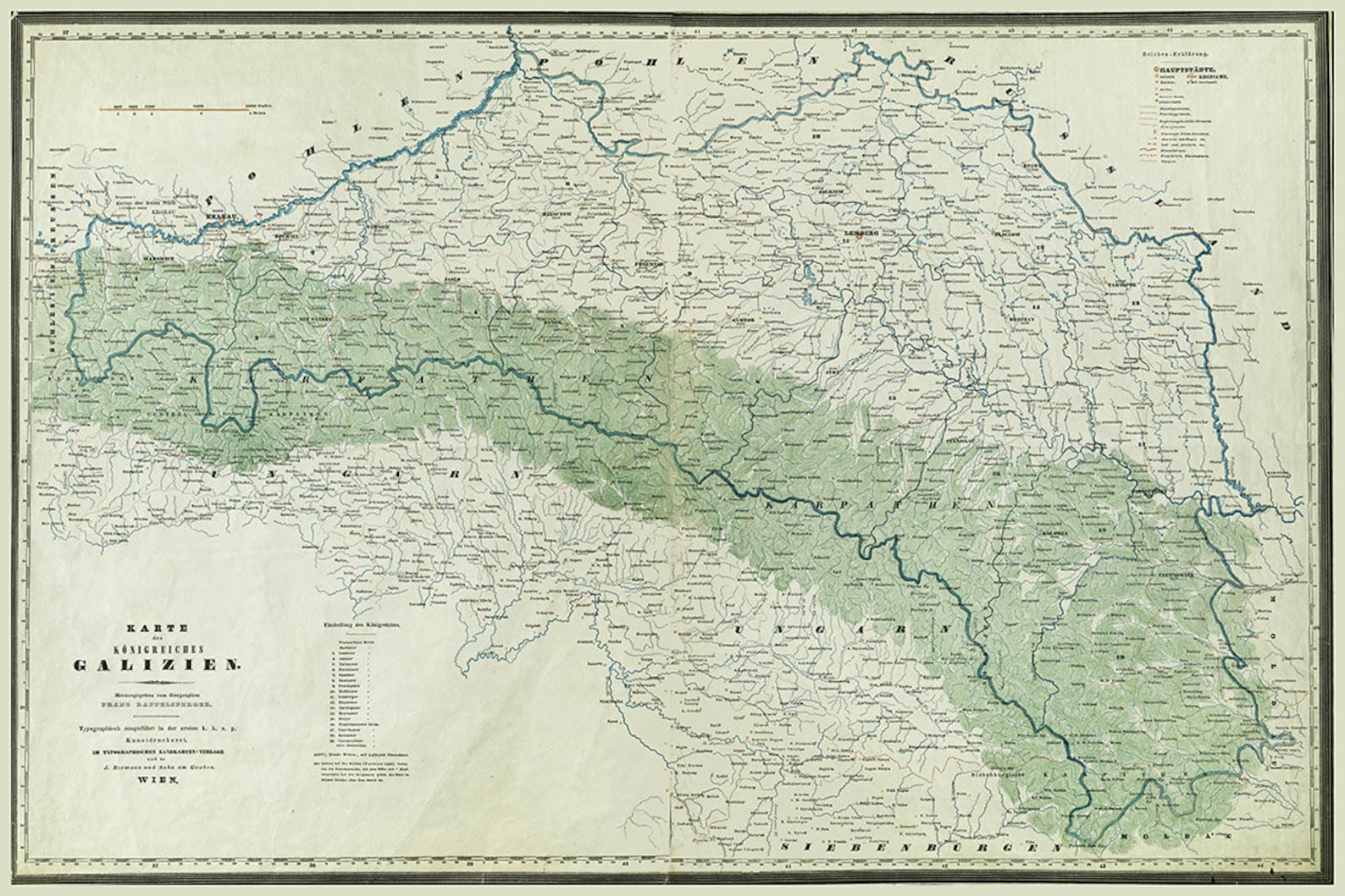 1864 Topo Map of Galicia Austro Hungarian Empire Galizien - Etsy