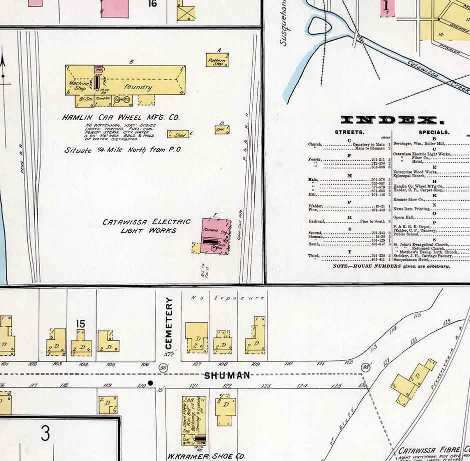 1896 Sanborn Map of Catawissa Columbia County Pennsylvania - Etsy