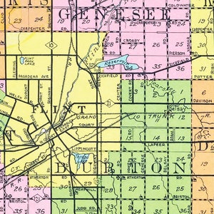 1920 Map of Genesee County Michigan - Etsy