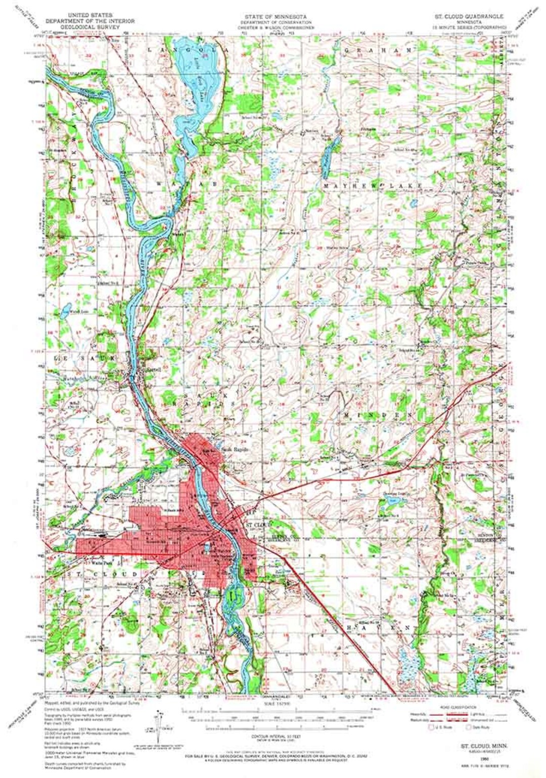 1950 Topo Map of Saint Cloud MN Quadrangle - Etsy