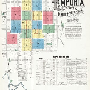 1899 Town Map of Emporia Lyon County Kansas - Etsy