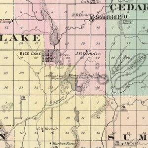 1878 Map of Barron County Wisconsin - Etsy