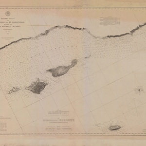 1882 Nautical Map of Santa Monica to Point Conception California - Etsy