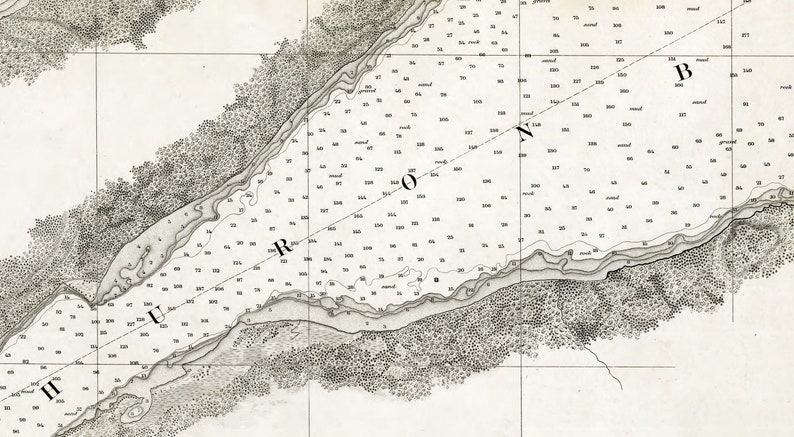 1869 Nautical Map of Huron Bay and Huron Islands Lake Superior - Etsy