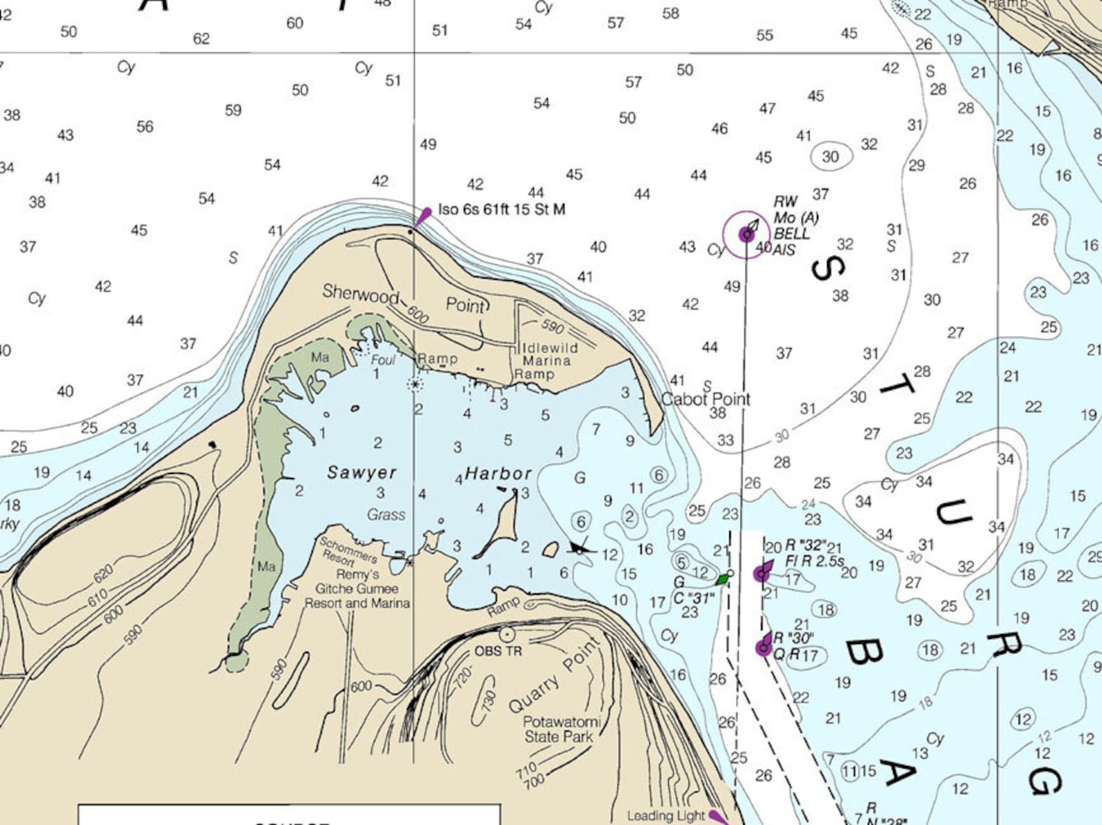 2015 Nautical Map of Sturgeon Bay & Canal Lake Michigan - Etsy