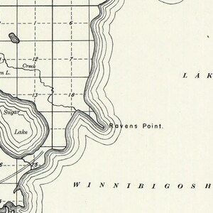 1937 Map of Leech Lake Chippewa Winnibigoshish Cass Lake Minnesota - Etsy