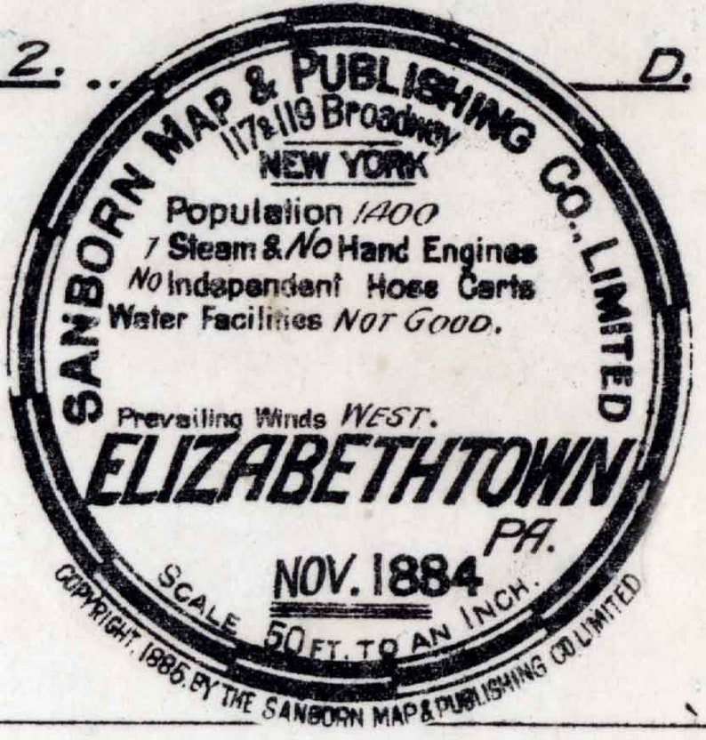 1884 Town Map of Elizabethtown Lancaster County Pennsylvania - Etsy