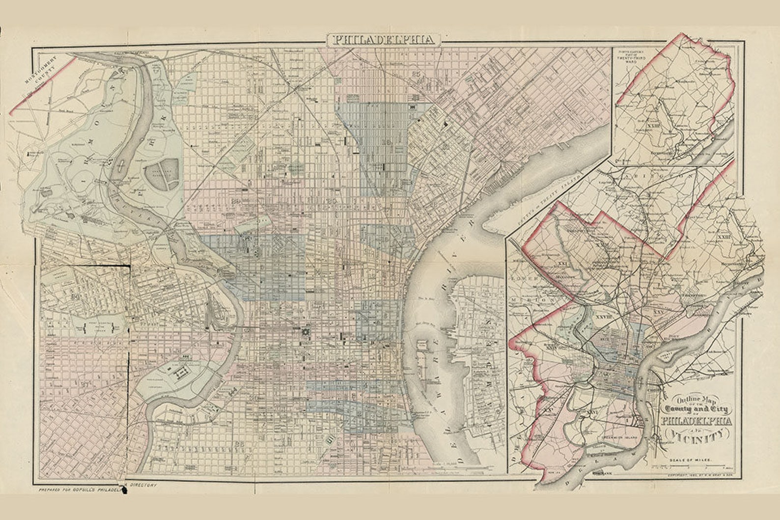 1883 Map of Philadelphia Pennsylvania - Etsy
