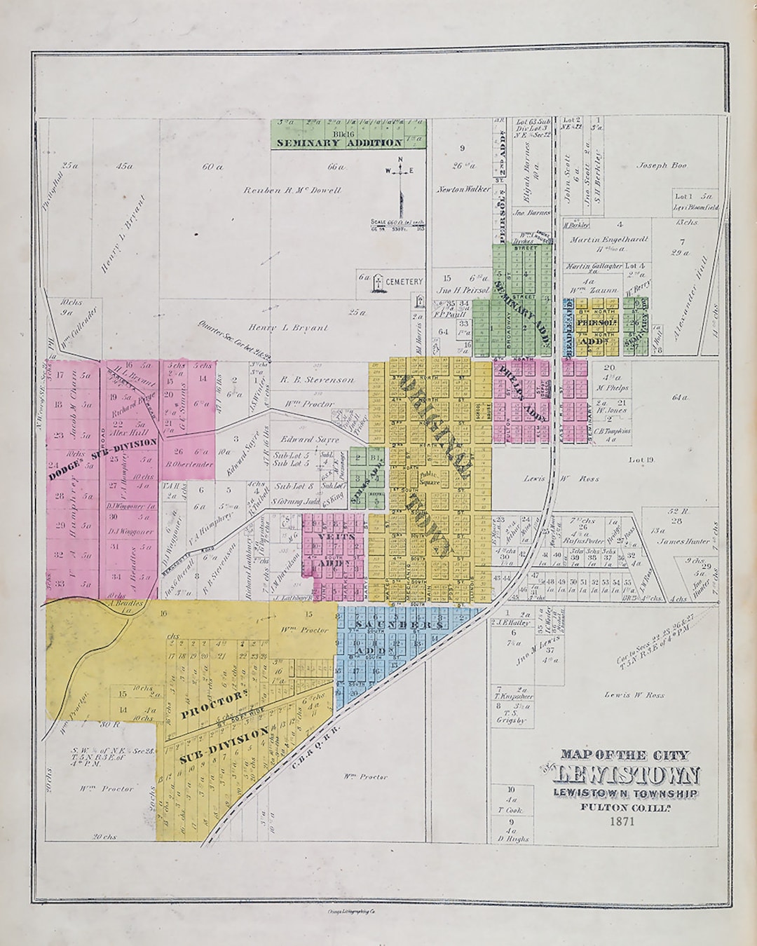 1871 Map of Lewistown Fulton County Illinois - Etsy